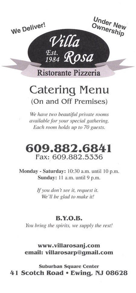 Catering - Villa Rosa Ristorante & Pizzeria